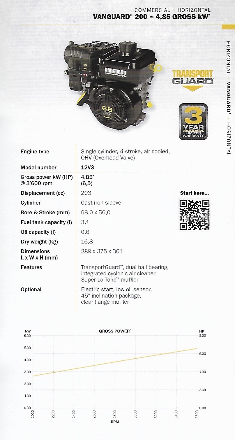 Vanguard 6.5 HP Petrol Engine 203cc